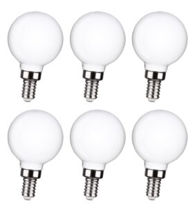 6 pack g16.5 led ceiling fan light bulbs, dimmable led candelabra bulb 4.5w equivalent to 60w 500lm, e12 chandelier led globe bulbs for chandelier,vanity and ceiling fan light bulbs milky glass 2700k