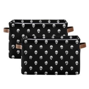 ALAZA Cartoon Skull Black Foldable Storage Box Storage Basket Organizer Bins with Handles for Shelf Closet Living Room Bedroom Home Office 1 Pack