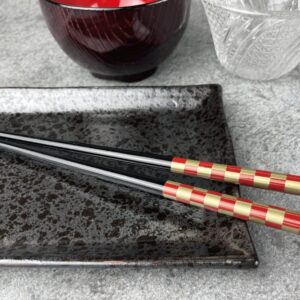 Premium Japanese Chopsticks Reusable [ Made in Japan ] Traditional Lacquer Art Wooden Chopsticks (Black(YM003))