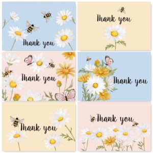 anydesign 36 pack daisy thank you cards with matching seal stickers envelope assorted watercolor flower bees greeting blank note cards for baby shower wedding birthday party business stationery