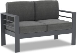 vakollia modern aluminum outdoor patio loveseat 2 seat sofa with olefin cushions