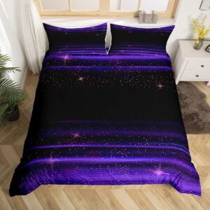 erosebridal geometric stripes duvet cover twin purple black gradient quilt cover watercolor ombre bedding set stars galaxy modern comforter cover with 1 pillowcase room decor warm bed sets all season