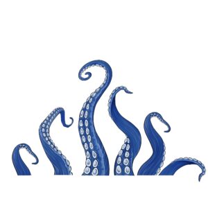 wongdong octopus art decor wall decals kraken octopus tentacles wall stickers for shower door french door bathroom living room bedroom (blue)