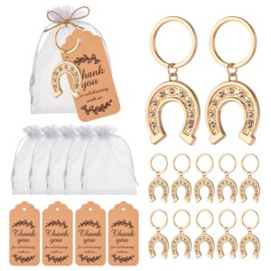 kagrbves 50pcs keychains/keyrings for baby shower,wedding or bridal shower party favors,gift,souvenirs to guests with gift tags and white bags (lucky horse hooves)