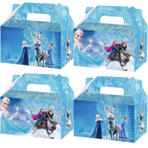 16 pcs frozen party favor boxes, frozen theme candy cookies party gift boxes cardboard gable boxes for kids fans birthday party supplies baby shower party decoration