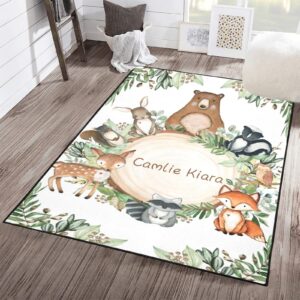 woodland animals personalized polyester fiber non-slip home decor carpets,custom area rug carpet floor mat for bedroom living room home playroom size 5.2'x7.5' option 6