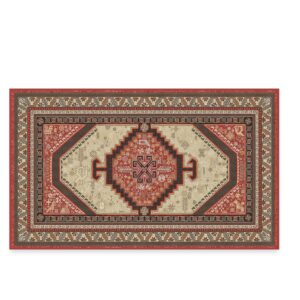 ruggable washable 3x5 area rug, zareen paprika red, premium rugs for living room, bedroom, kitchen, office, classroom with gripper non slip pad