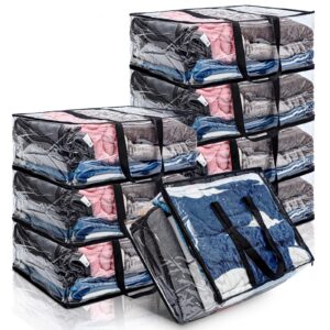 8 pcs clear zippered storage bags closet organizer vinyl bag with reinforced handle clothes storage organizer transparent moving bags totes for bedding linen. (60 l, 23.6x16.5x9.5 in, clear, purple)