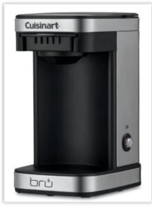 cuisinart 1-cup coffee maker - black with stainless steel for hotels and motels. takes uses standard single-serve coffee pods. no k cups or loose coffee. compact size.