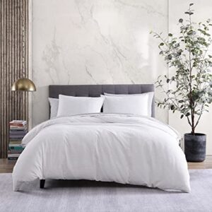 ed ellen degeneres- queen duvet cover set, all cotton bedding set, modern home decor (waffle white, queen)