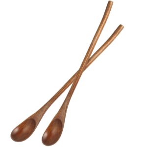 operitacx 2pcs wooden long tea spoons wooden coffee spoons honey stirring spoon cocktail stirrer spoons swizzle mixing spoons for home kitchen