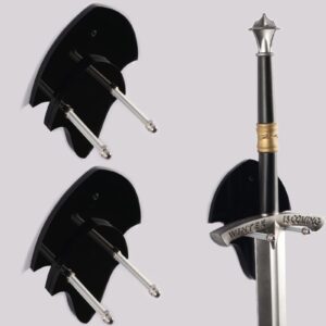 hhuxiue sword stand wall hanging sword stand sword hook wall hanging display stand single sword vertical wall hanging display stand samurai sword stand (black 2 sets)