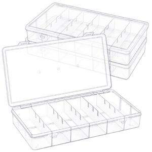 jutieuo 3 pack mascara brushes storage boxes, 6-grid clear plastic organizer box container with hinged lid for disposable makeup tools/applicator/swabs/brushes