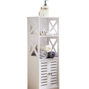 Kings Brand Furniture - Bathroom Floor Storage Cabinet, Side Toilet Cabinet with Door and Shelfs, White