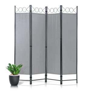 room divider,folding privacy screen 4 panels portable wall divider partition room dividers for home office room separation,grey