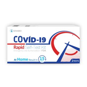 genabio covid-19 antigen rapid test, 1 pack 2 tests total, fda eua authorized, 15 minute results, otc at home self test,non-invasive short nasal swab, easy to use, (2 pack)