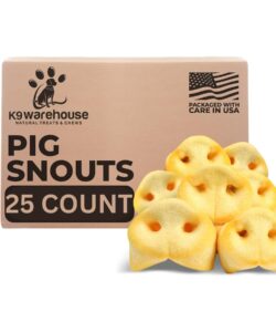 k9warehouse pig snout puffs for dogs - 100% natural, single ingredient treats - grain and rawhide free chews - rich in omega 3 - promotes healthy teeth and gums - high in protein - best for all breeds