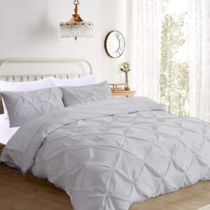 california king duvet cover set pinch pleated 5 piece cotton light grey duvet cover california king (110'' x 98'') set with zipper & corner ties