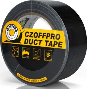 czoffpro duct tape heavy duty, ultra strong duct tape with waterproof backing, easy to tear by hand, 1.88 in x 20 yard, yellow