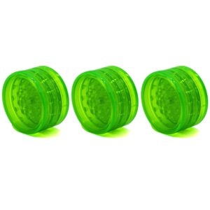 3 pack herb grinder for manual, 2.3in small spice grinder with storage, portable and disposable plastic grinder, green