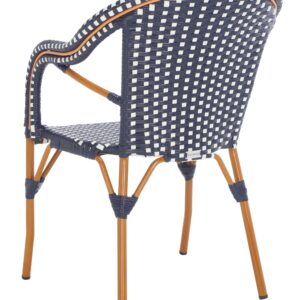 SAFAVIEH Outdoor Collection California Navy/White 18-inch Bistro Arm Chair Set of 2 (Fully Assembled)