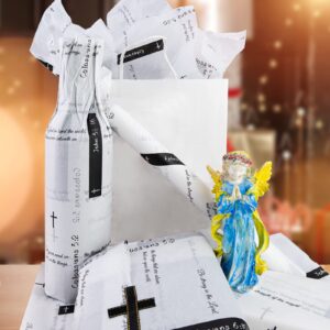 Hi Sasara 100 Sheets White with Black Bible Verse Tissue Paper,Bible Verse Tissue Paper for Gift Bags,Black and White Tissue Paper for Christian Gifts,14 x 20 Inch