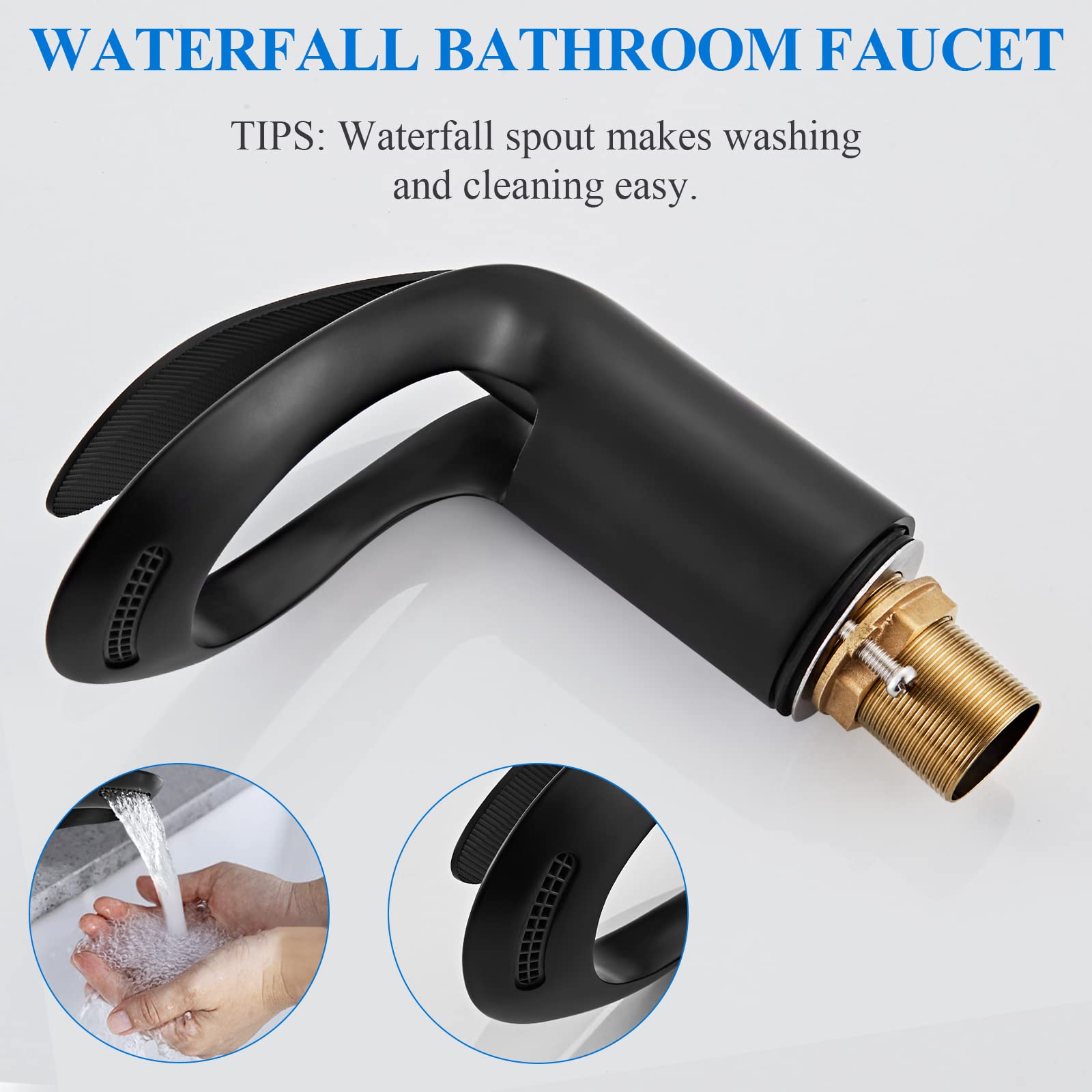 becola Creative Single Hole Bathroom Sink Faucet，Round Hollowing Vessel Sink Faucet，Single Handle Lavatory Black Bathroom Faucet Including Two US Standard 3/8" Hoses