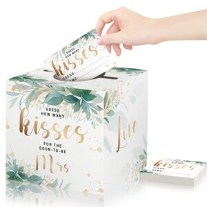 azbuk guess how many kisses game with box, bridal shower game, guessing game for bridal shower, special wedding shower ideas, guess how many kisses for the soon to be mrs (50 guessing cards)