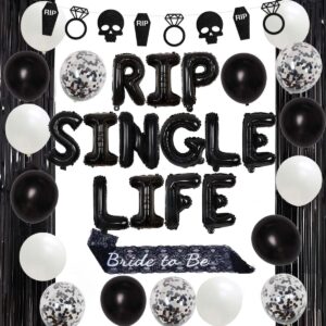 cheereveal gothic bachelorette party decorations, rip single life bachelorette decorations - black coffin skull garland bride to be sash curtain for bachelorette engagement wedding party