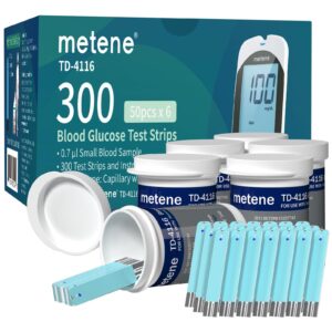 metene td-4116 blood glucose test strips, 300 count test strips for diabetes, use with metene td-4116 blood glucose monitor only(no monitor)