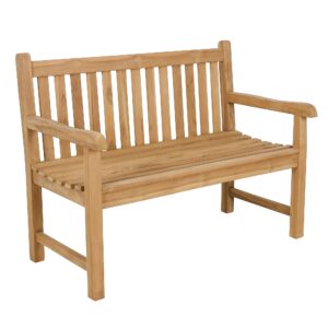 a-eco living teak outdoor bench, 2-seat wood patio bench, 47 inch patio long garden bench ideal for the front porch, backyard, deck, lawn