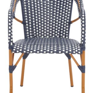 SAFAVIEH Outdoor Collection California Navy/White 18-inch Bistro Arm Chair Set of 2 (Fully Assembled)