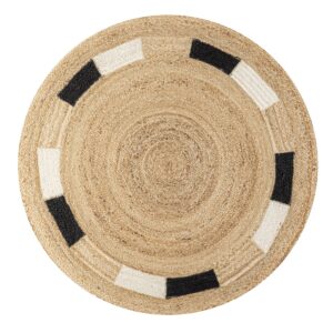 jonathan y rnf106a-5r porto geometric jute circle indoor area-rug, cottage, bohemian, country easy-washing,bedroom,kitchen,living room,non shedding, natural/cream/black, 5' round