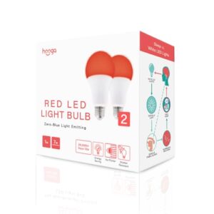 hooga sleep light bulb, blue light blocking red night light. 625nm red bulb for healthy sleep. baby nursery light. 1w led, 7w replacement 2-pack