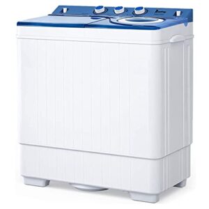 winado 26lbs portable washing machine, compact mini washer machine & dryer combo, built-in gravity drain, small twin tub washer with spin cycle for laundry room, apartments, dorms, rv's (blue)