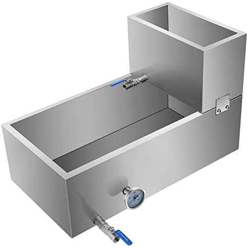 VEVOR Maple Syrup Evaporator Pan 30x16x19 Inch Stainless Steel Maple Syrup Boiling Pan with Valve and Thermometer and Feed Pan for Boiling Maple Syrup