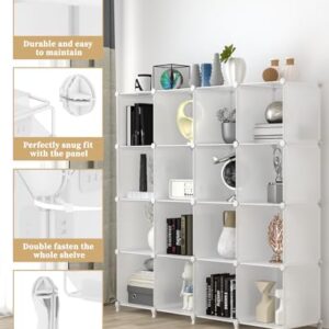 FUNLAX Cube Storage Shelf, 9 Storage Cubes Closet Organizers and Storage Portable Cube Storage Organizer Plastic Bookshelf Bookcase for Study Room, Bedroom, Office, White