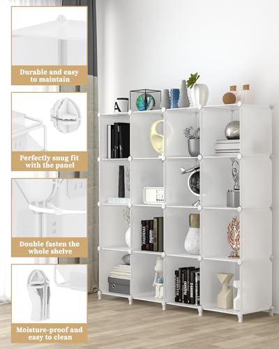 FUNLAX Cube Storage Shelf, 9 Storage Cubes Closet Organizers and Storage Portable Cube Storage Organizer Plastic Bookshelf Bookcase for Study Room, Bedroom, Office, White