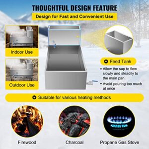 VEVOR Maple Syrup Evaporator Pan 30x16x19 Inch Stainless Steel Maple Syrup Boiling Pan with Valve and Thermometer and Feed Pan for Boiling Maple Syrup