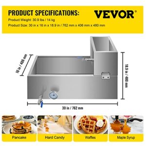 VEVOR Maple Syrup Evaporator Pan 30x16x19 Inch Stainless Steel Maple Syrup Boiling Pan with Valve and Thermometer and Feed Pan for Boiling Maple Syrup