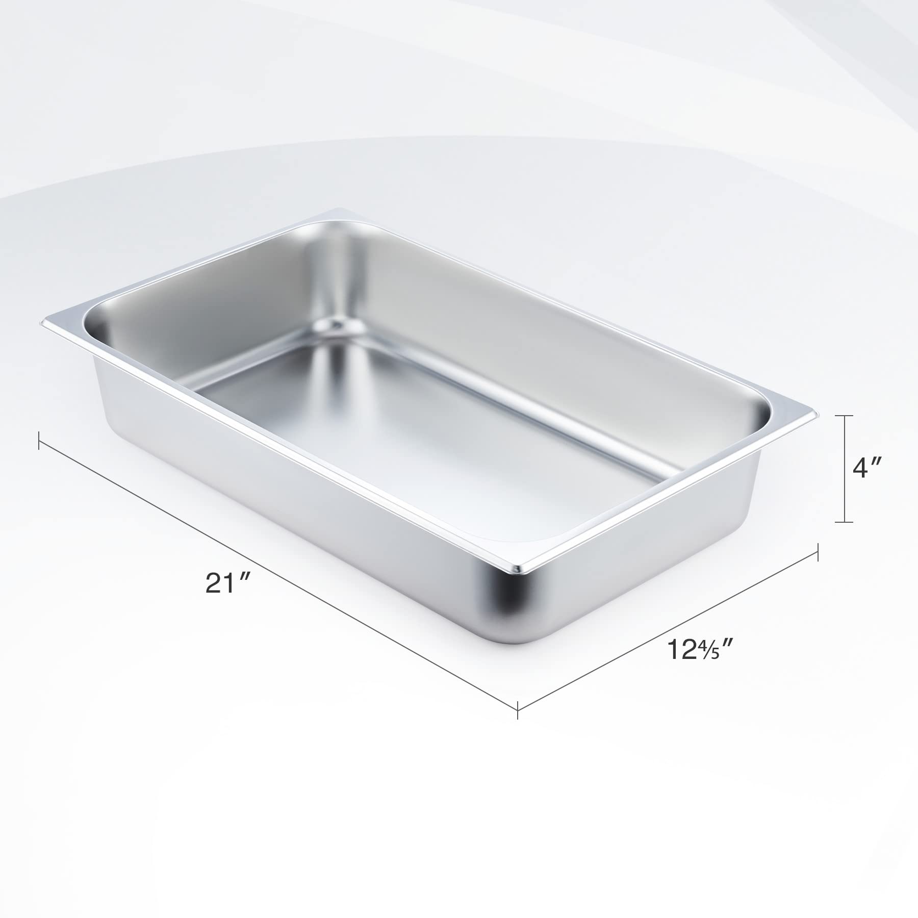 WILPREP 4 Pack Full Size Hotel Pan, 4" Deep Steam Table Pan with Lid 21" L x 12.8" W, Commercial Stainless Steel Anti Jam 14qt Hotel Pans with Lids