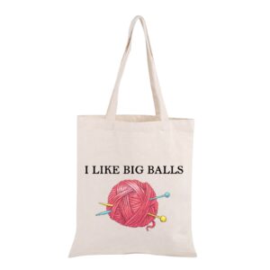 jxgzso crochet supplies bag knitting project bag i like big balls make up bag funny knitting gift for knitter (i like big balls shopping)