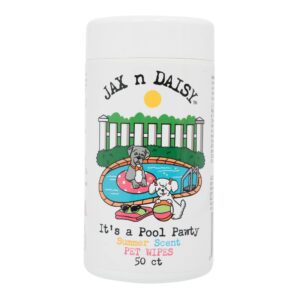 jax n daisy pool pawty summer scent pet wipes - cat & dog wipes, handy pet supplies, cleaning products for dogs & cats, dog accessories, products for cats, cat & dog ear cleaner, cat & dog supplies