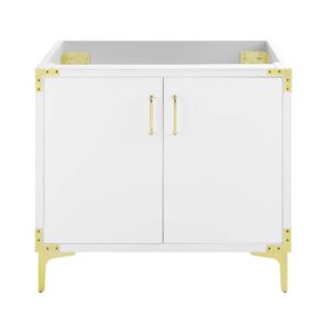 swiss madison well made forever voltaire 36" single, bathroom white with gold hardware bath vanity cabinet