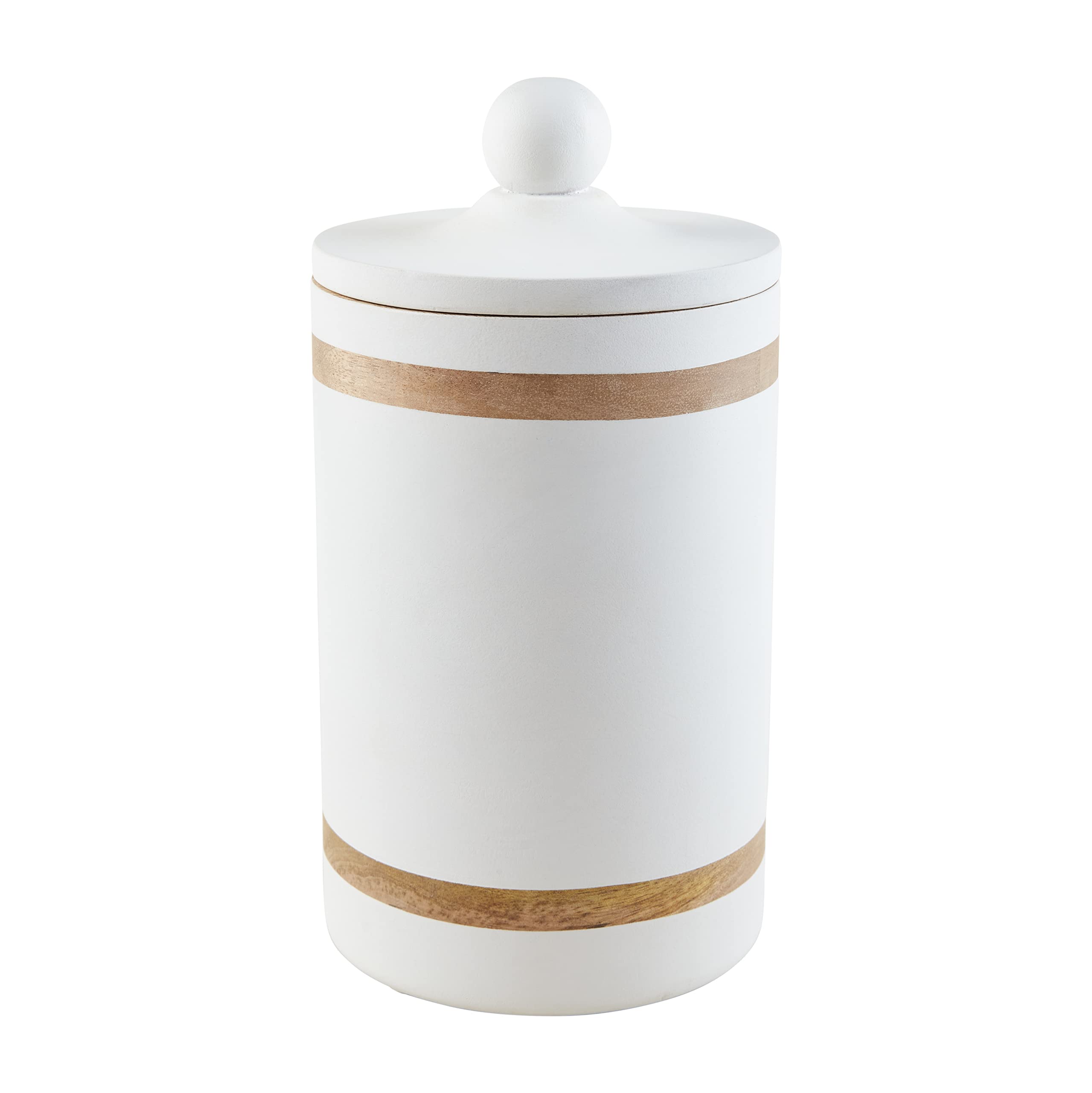 Mud Pie Wood Strap Canisters, White