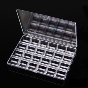 lifoost 24 slots rhinestone box storage containers empty clear nail art decoration storage box for nail glitter jewelry crystal diamond accessories