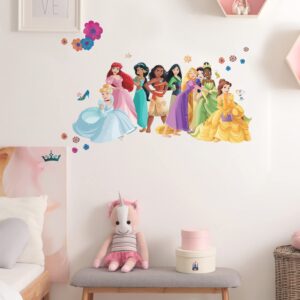 roommates rmk5330gm disney princess flowers and friends giant peel and stick wall decals, red, orange, yellow, green, blue, purple, black, brown, pink