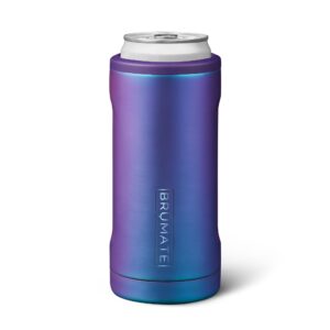 brümate hopsulator slim can cooler insulated for 12oz slim cans | skinny can insulated stainless steel drink holder for hard seltzer, beer, soda, and energy drinks (dark aura)