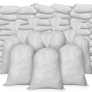 200 pcs empty sandbags heavy duty sand bags with ties woven polypropylene sand bags bulk sand bag for flooding 16 x 26 inches sandbag flood protection for emergency hurricane season supplies (white)