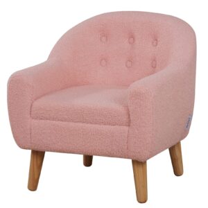 small toddler sofa chair/kids sofa chair/velvet upholstered kids sofa couch/big kids couch with wooden legs for children gift (pink)